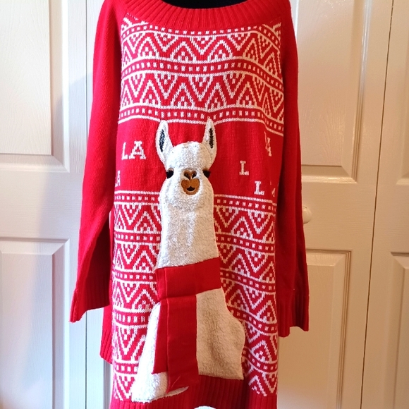 Holiday Time | Sweaters | Merry Llama Christmas Tunic Sweater Plus Xxl ...
